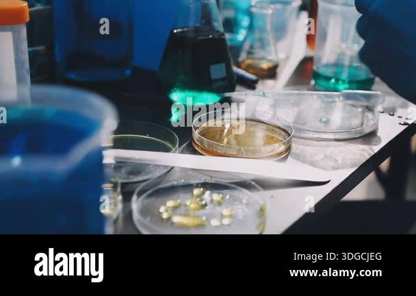 Science medical lab equipments with microscope for background Stock ...