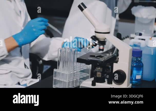 Science medical lab equipments with microscope for background Stock ...