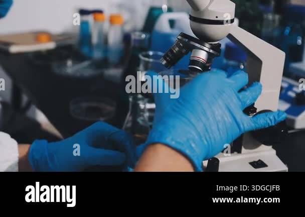 Science medical lab equipments with microscope for background Stock ...