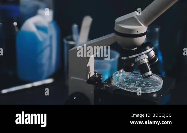 Science medical lab equipments with microscope for background Stock ...
