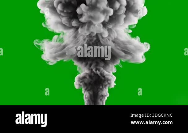 realistic smoke explosion forming a dramatic mushroom cloud on a bright ...