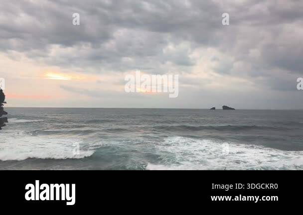 View of the southern sea of Malang, East Java, Indonesia, with fierce ...