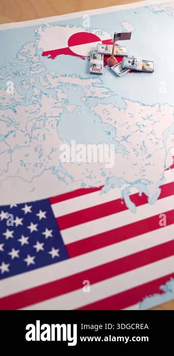 Geopolitical concept of the United States buying Greenland from Denmark ...