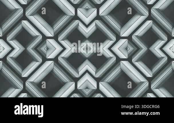 Seamless 3D animation of intertwining gray rhombuses. A monochrome ...