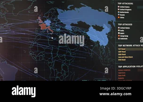 World map of cyber attacks with live data Stock Video Footage - Alamy