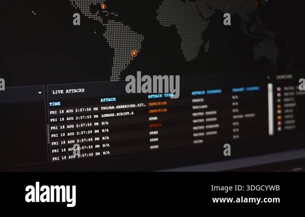 Live data on cyber attacks and representation on digital world map of ...