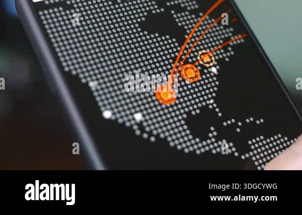 US as cyber threat source and destination, digital world map Stock ...