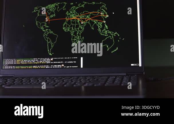 Hacking Attack map on laptop screen Stock Video Footage - Alamy