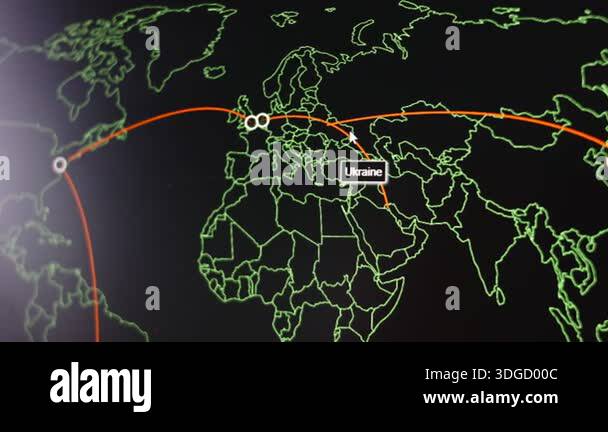 Digital cyber attacks world map, red lines representing the threats ...
