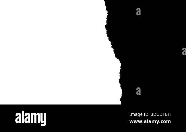 Fast torn paper matte transition with rough organic texture. Black and ...