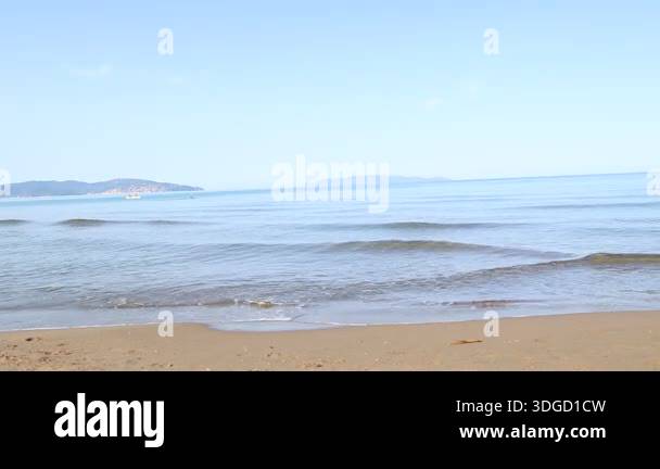 Beautiful scenic view of a wild and empty sandy beach in Albinia ...