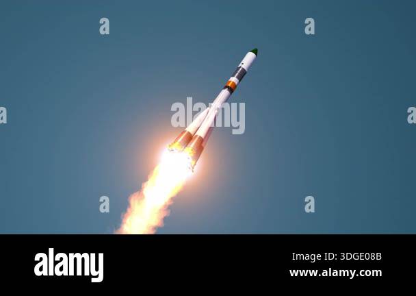 Separation of the first four stages of the cargo spacecraft launch ...