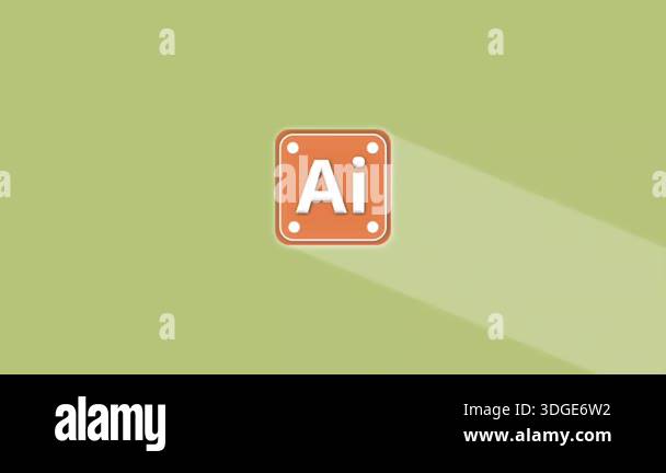 Minimal flat icon with AI text on a green background, representing ...