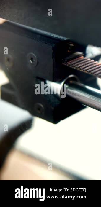 Close up of a rack and pinion gear system in operation, showcasing ...