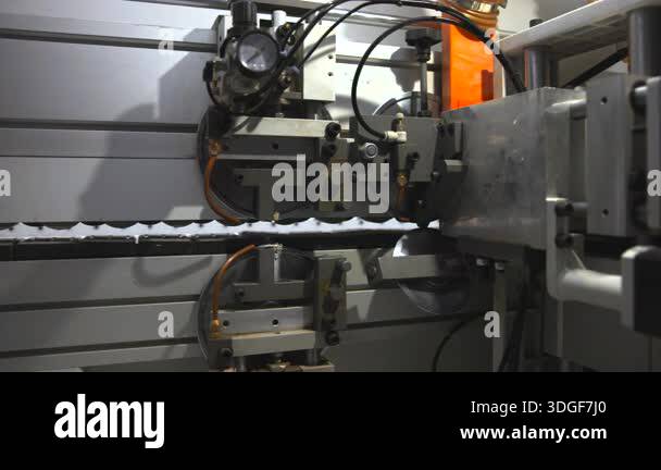 Profile Extrusion Line Producing White Strip On Guided Rail With ...