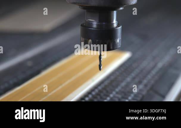 Automated Drill Head Hovering Over Decorative Laminate Strip On ...