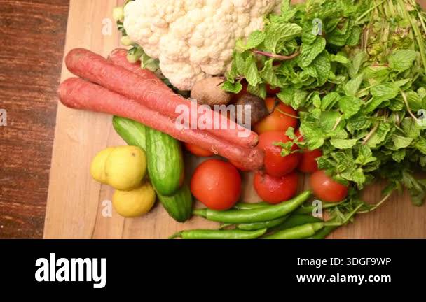 Organic Colorful Vegetables On Table- Tomatoes- Lemons- Carrots ...