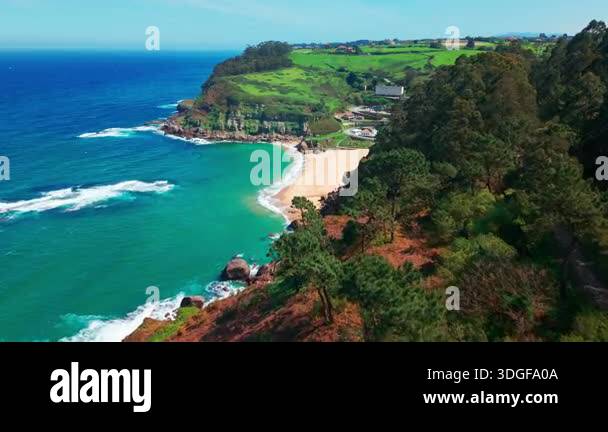 Amazing Playa de La Nora beach near Gijon, Asturias, northern Spain ...