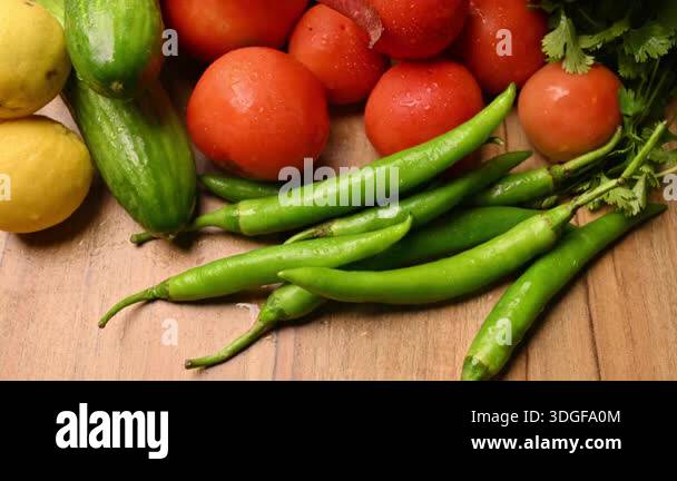 Organic Colorful Vegetables On Table- Tomatoes- Lemons- Carrots ...