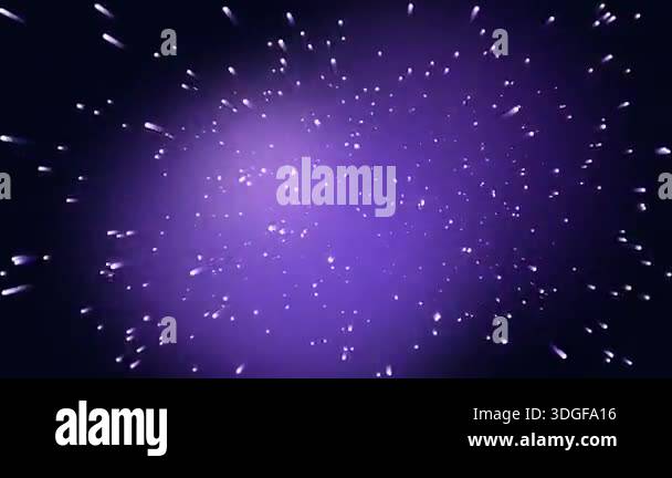 Fast Moving Glowing Purple Particles Streaking Through Abstract Dark ...