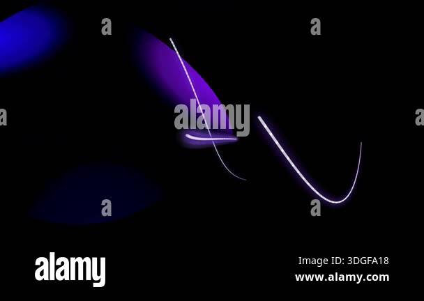 Dynamic Glowing Purple Light Streaks Sweeping Across an Abstract Dark ...