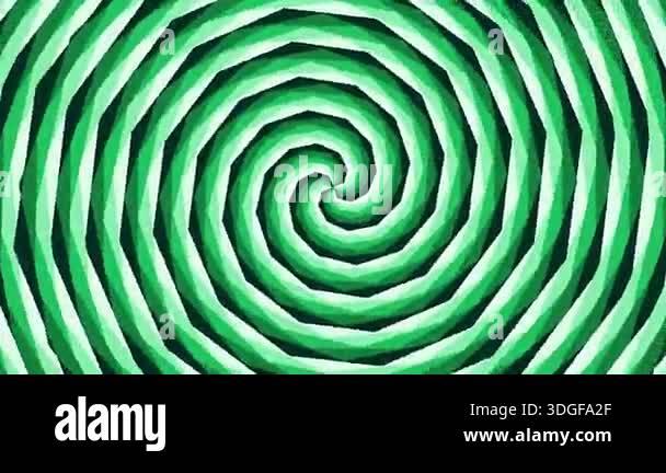 Abstract green geometric polygon spiral seamlessly rotating and ...