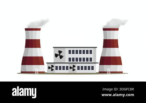 nuclear power station, nuclear power plant facility with cooling towers ...