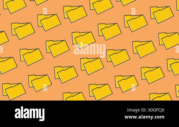 Animation of colorful flat lay two yellow document icon moving smoothly ...
