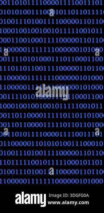 Blue Binary Code Pattern On Black Background Representing Digital Data ...