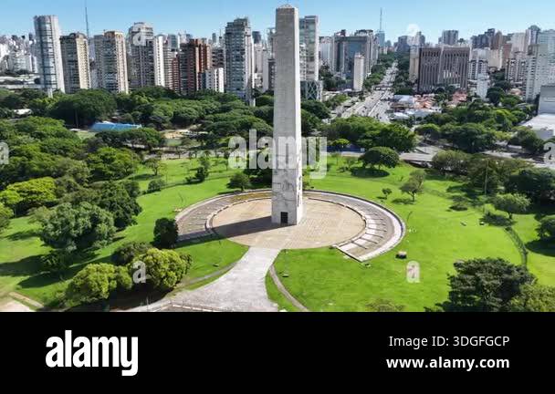Obelisk Monument In Sao Paulo Brazil. Highrise Buildings. Leisure Park ...
