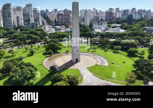 Obelisk Monument In Sao Paulo Brazil. Highrise Buildings. Nature Park ...