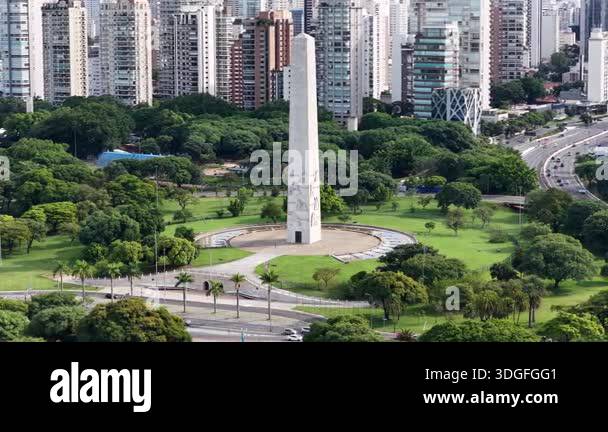 Obelisk Monument In Sao Paulo Brazil. Highrise Buildings. Leisure Park ...
