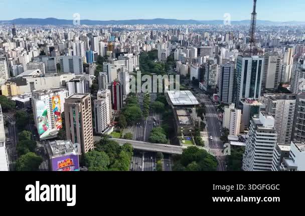 Sao Paulo Skyline In Sao Paulo Brazil. Highrise Buildings. Downtown District. Freeway Road. Sao ...