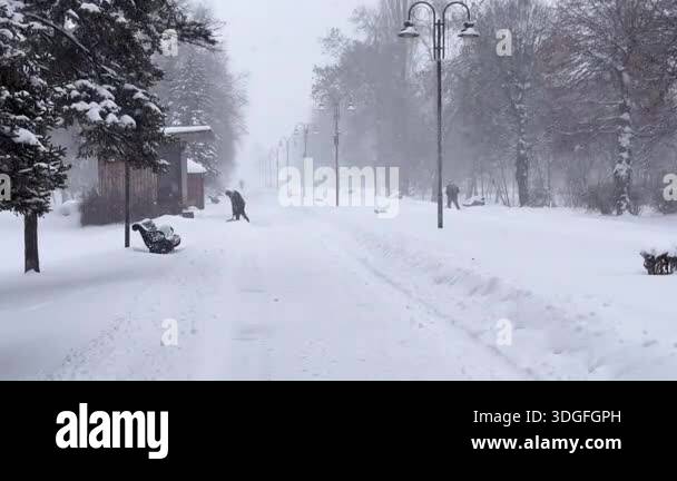 Snow Removal Operation in a Public Park During an Intense Winter ...
