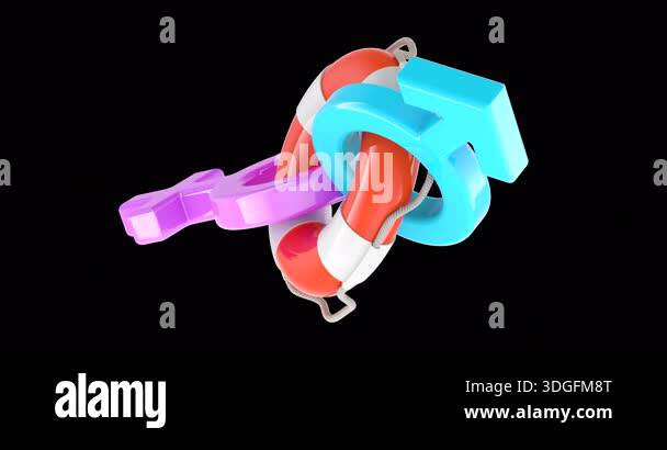 Male and female gender symbols with lifebuoy rotation animation ...