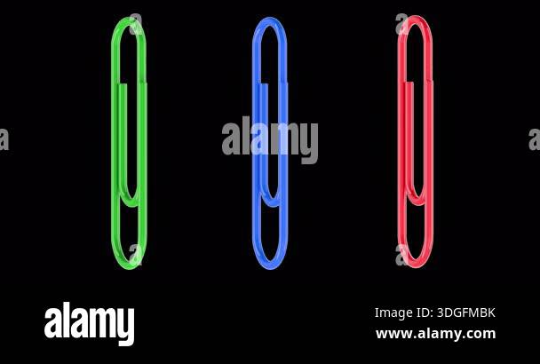 Colorful paper clips rotation animation seamlessly loopable. 3D ...