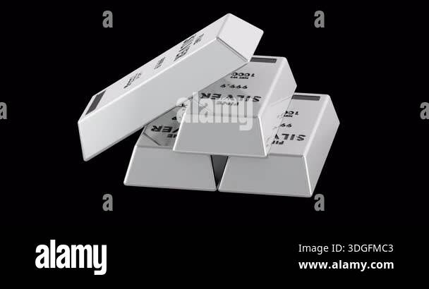 Silver bullion bars rotation animation seamlessly loopable. 3D ...