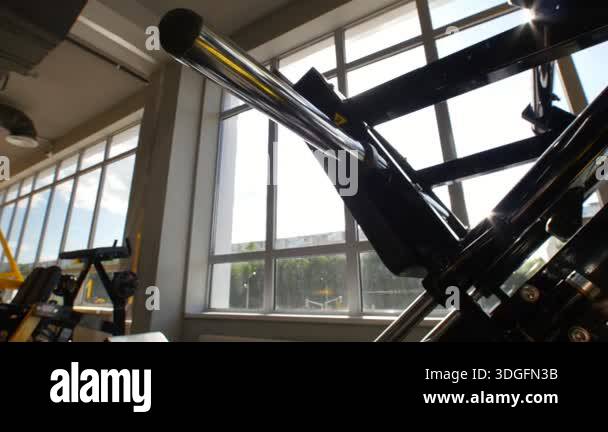 Sport equipment in the gym - interior of fitness club, background ...