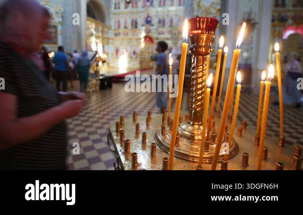 Sviyazhsk, Tatarstan, Russia, 19 july 2017, The parishioner put a ...
