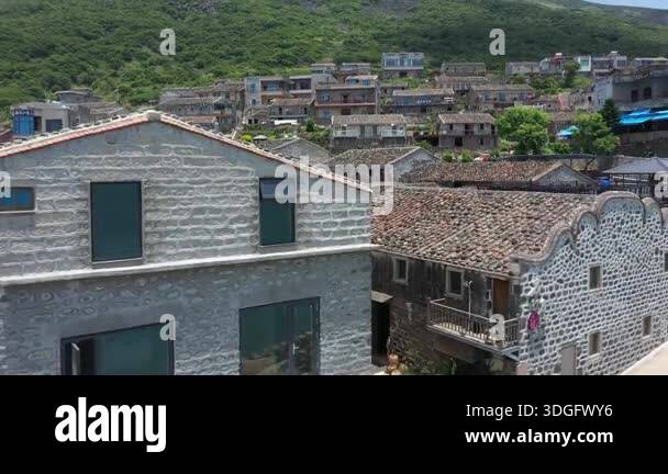 Aerial view of natural scenery and villages of Pingtan Island, Fuzhou ...