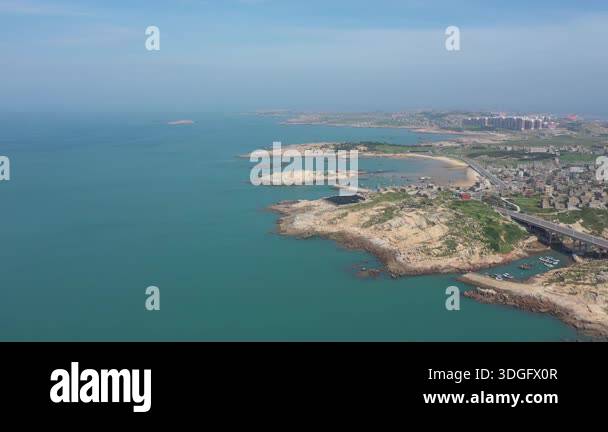 Aerial view of natural scenery and villages of Pingtan Island, Fuzhou ...