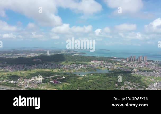 Aerial view of natural scenery and villages of Pingtan Island, Fuzhou ...