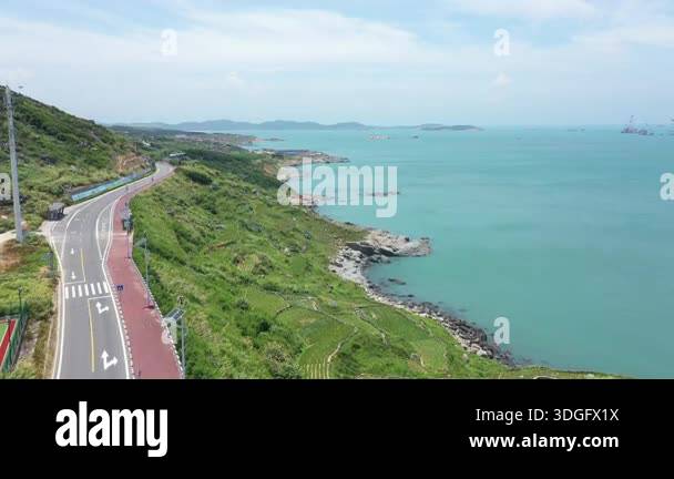 Aerial view of natural scenery and villages of Pingtan Island, Fuzhou ...