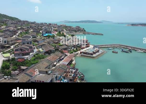 Aerial view of natural scenery and villages of Pingtan Island, Fuzhou ...