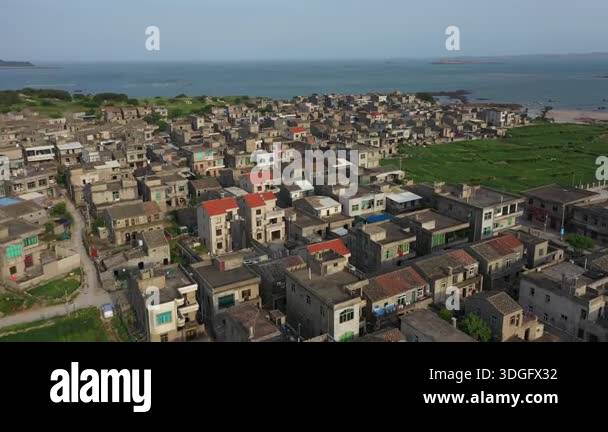 Aerial view of natural scenery and villages of Pingtan Island, Fuzhou ...