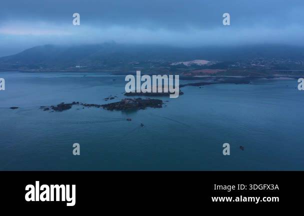 Aerial view of natural scenery and villages of Pingtan Island, Fuzhou ...