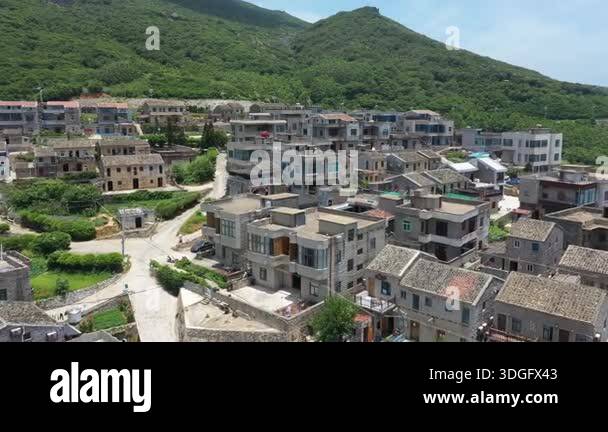 Aerial view of natural scenery and villages of Pingtan Island, Fuzhou ...