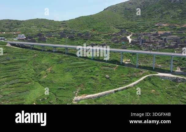 Aerial view of natural scenery and villages of Pingtan Island, Fuzhou ...