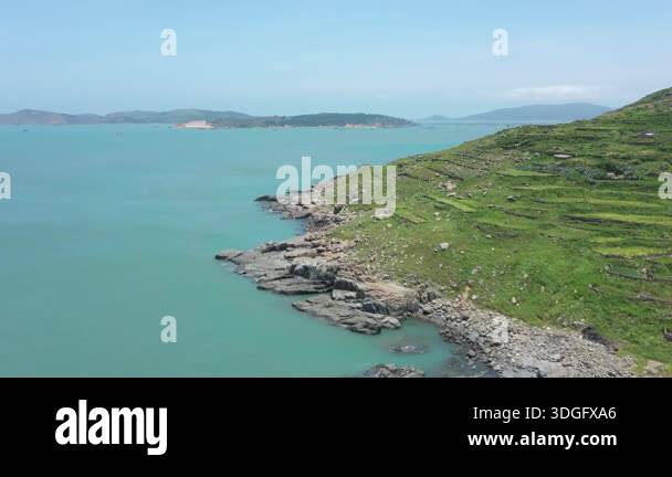 Aerial view of natural scenery and villages of Pingtan Island, Fuzhou ...