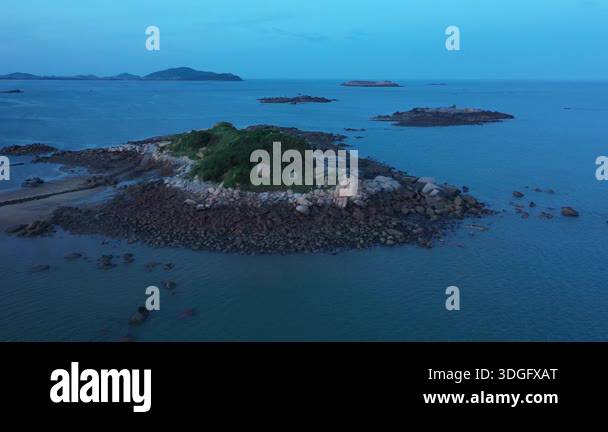Aerial view of natural scenery and villages of Pingtan Island, Fuzhou ...